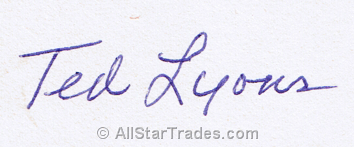 Authenticated autograph from Ted Lyons | Authenticated autograph ...